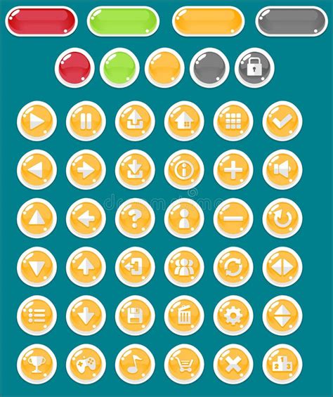Colorful Bubble Game Button Set Stock Vector Illustration Of Bubble