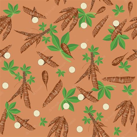 Premium Vector A Seamless Pattern Of Cassava Food Background Vector