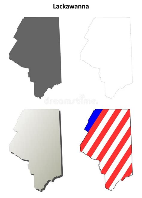 Lackawanna County Pennsylvania Outline Map Set Stock Vector