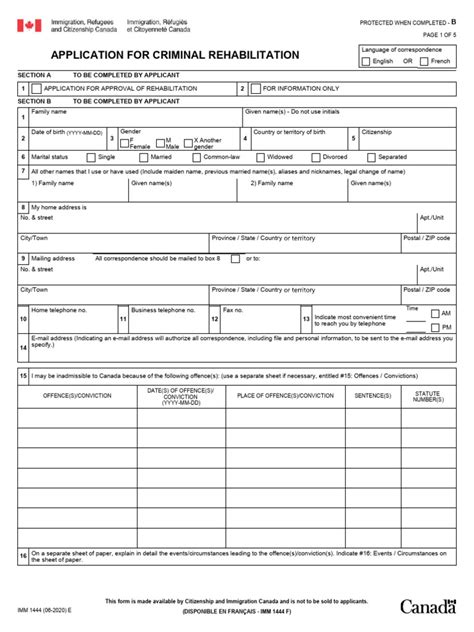 Canada Form Criminal Rehabilitation Pdf