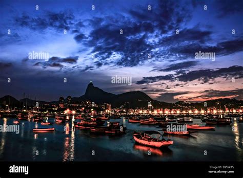 The Beautiful View From Mureta Da Urca At Dusk Long Exposure In Rio