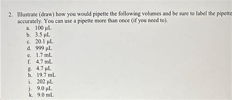 Solved Illustrate Draw How You Would Pipette The Following Chegg Com