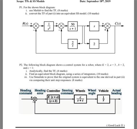 Solved Date September 18th 2019 Scope TFs SS Models Pl Chegg Com