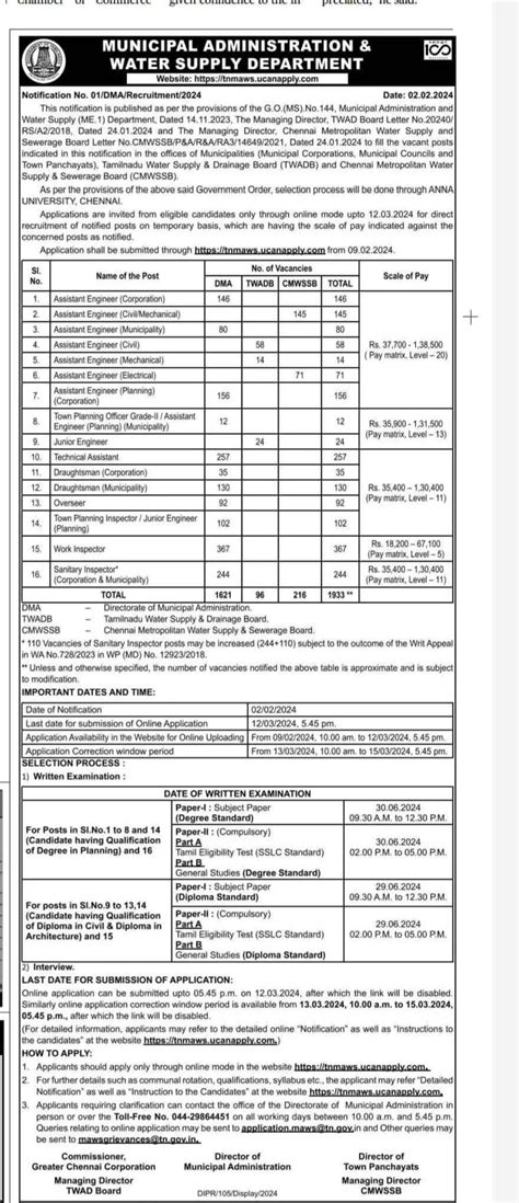 Tnmaws Recruitment 2024 Notification 1pdf
