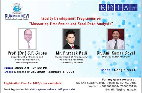 One Week Faculty Development Programme On “mastering Time Series And