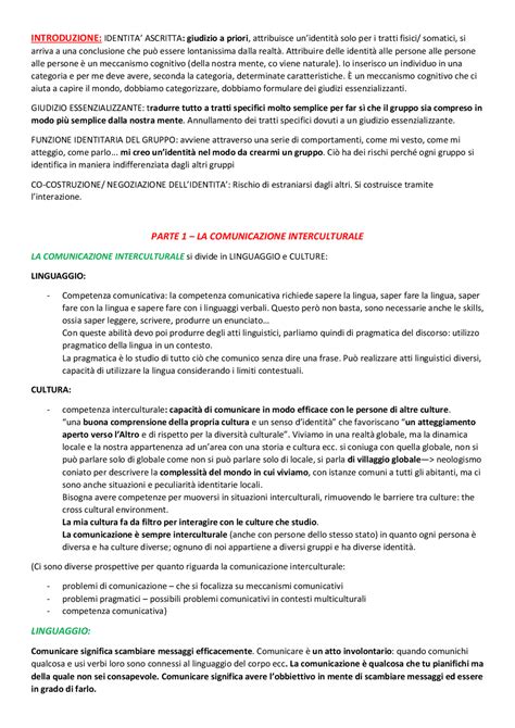 Appunti Comunicazione Interculturale Appunti Di Comunicazione
