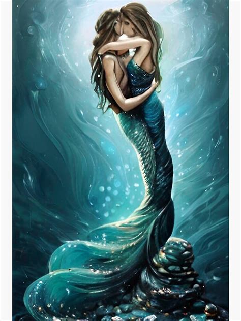 Lesbian Mermaids Kissing In The Ocean Art Board Print For Sale By