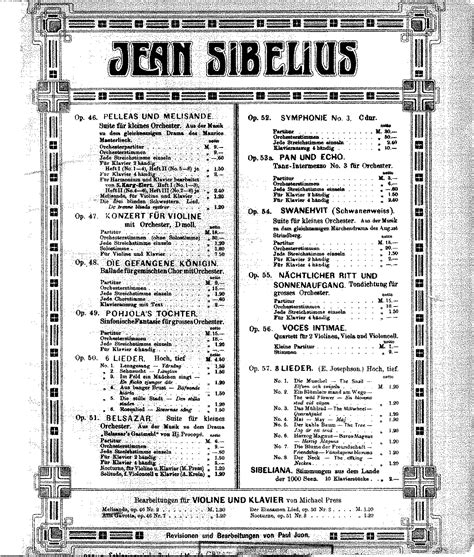 Pelléas Et Mélisande Suite Op46 Sibelius Jean Imslp