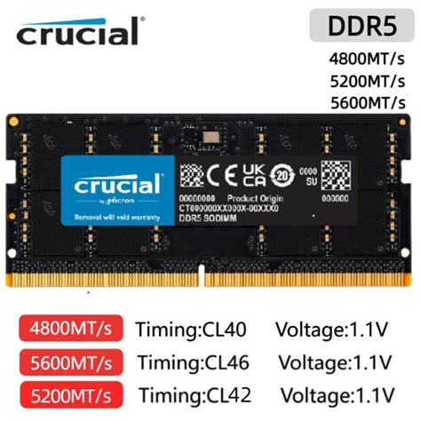 Crucial Ram Ddr5 4800mhz 5200mhz 5600mhz Ddr4 3200mhz 16gb 32gb Cl40