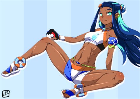 Safebooru 1girl Armlet Black Hair Blue Background Blue Eyes Blush