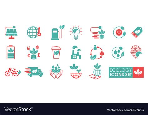 Ecology icon set solid icon style nature Vector Image