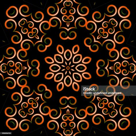곱슬 머리와 어두운 배경에 꽃의 원형 장식으로 추상적인 배경 0명에 대한 스톡 사진 및 기타 이미지 0명 꽃 식물 디자인 Istock