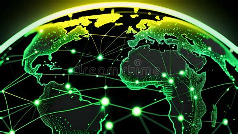 Global Connection With Worldwide Communication Network Connection Lines And Dots Around Planet