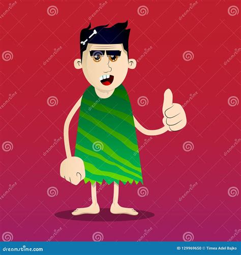 Caveman Making Thumbs Up Sign Stock Vector Illustration Of Okay
