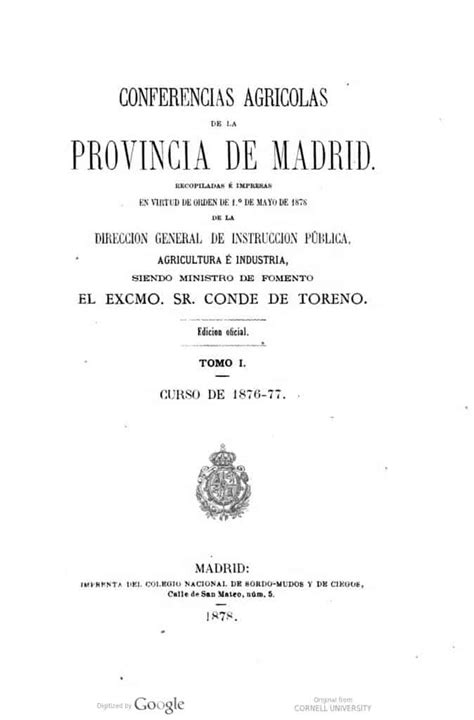 Conferencias Agricolas De La Provincia De Madrid Recopiladas é Impresas