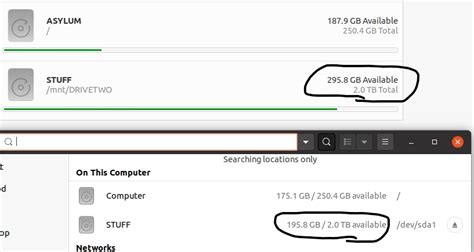 Inconsistent Disk Space Reported Rubuntu