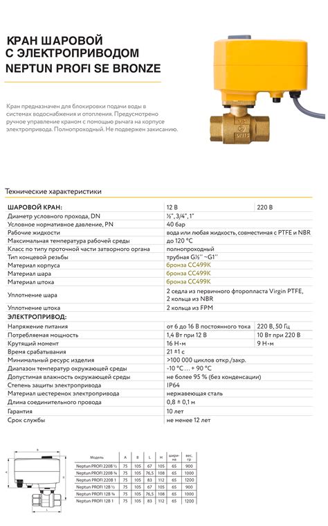 Бронзовый кран с электроприводом Neptun PROFI SE BRONZE 12В 1/2 ...