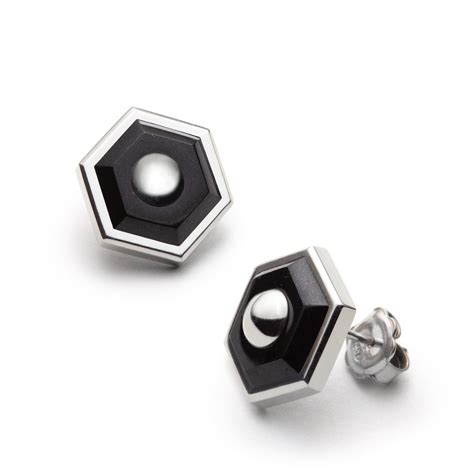 Hexagonal Onyx Earrings Serafino Jewelery