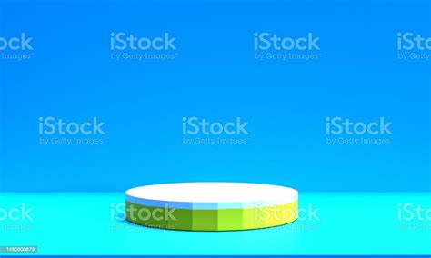 화이트 옐로우 컬러 연단 블루 그린 그라데이션 색상 기호 장식 여름 시즌 실린더 제품 디스플레이 플랫폼 화장품 장면 최소한의