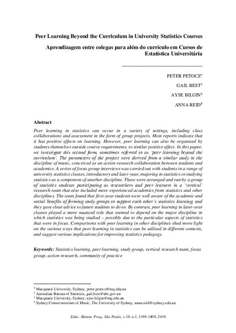 peer learning beyond the curriculum in university statistics courses