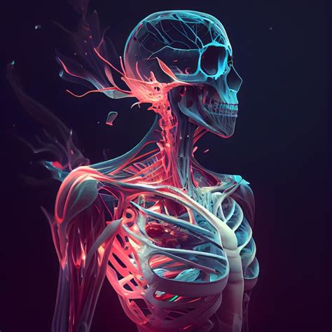 Premium Photo Human Skeleton Anatomy With Highlighted Rib Cage On