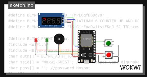 Projek 5 Counter Up Down BLYNK Test 2 Wokwi ESP32 STM32 Arduino Simulator