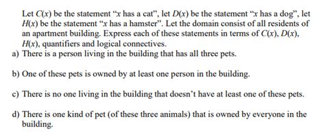 solved let c x ﻿be the statement x ﻿has a cat let d x