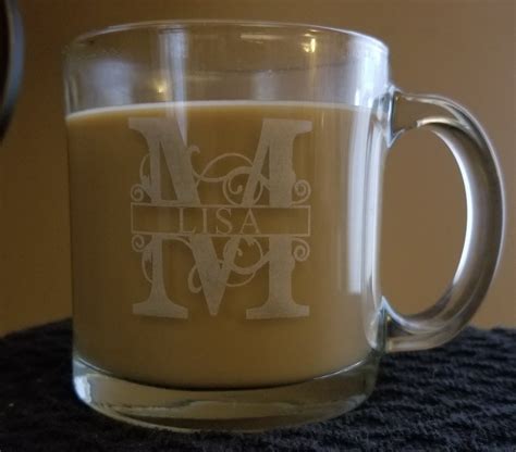 Custom Etched Glass Coffee Mug Etsy