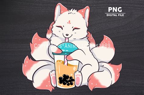 Boba Fox Png Fox Png Fox Boba Tea Png Boba Tea Fox Png Fox Etsy