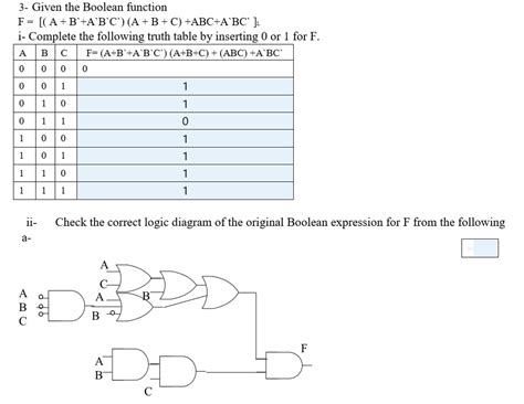 Draw Logic Circuit Diagram For The Following Boolean Expression A B C