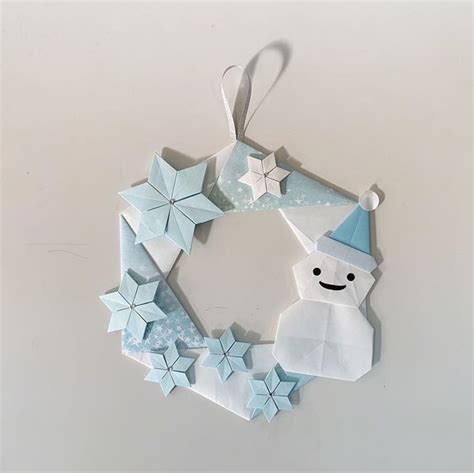nontan origami в Instagram 1月 カミキィ さんの 六角リース 雪だるま サンタ帽 六角たとうの星