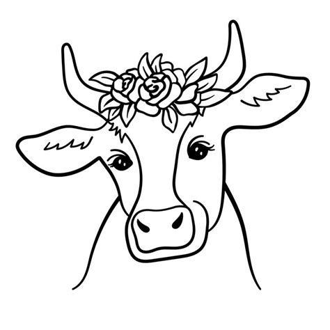 Portrait Of Cow With Flowers On Head