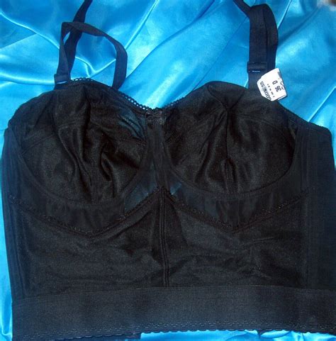 Strammer Vintage Mieder Long BH Mit Spitze 80 D SCHWARZ Pin Up Bra