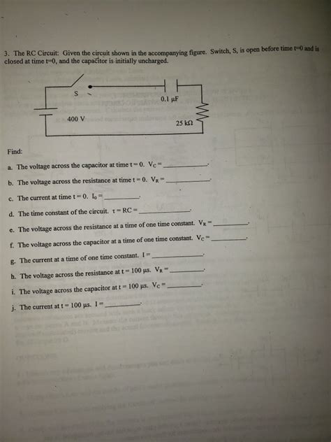 Solved The RC Circuit Given The Circuit Shown In The Chegg