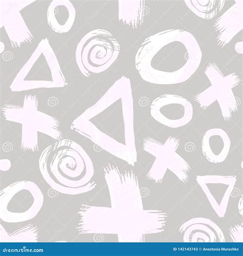 Hand Drawn Seamless Pattern With Different Figures Stock Illustration
