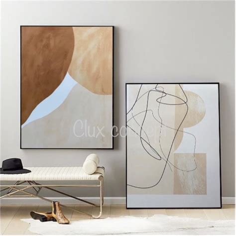 Set Of 2 With Framednordic Geometric Morandi Art Wall Decor Canvas