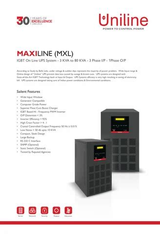 Uniline 20kva Online UPS MaxiLine3120 With Isolation Transformer 3p1p