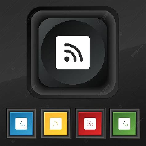 colorful rss feed buttons on black background background badge creative