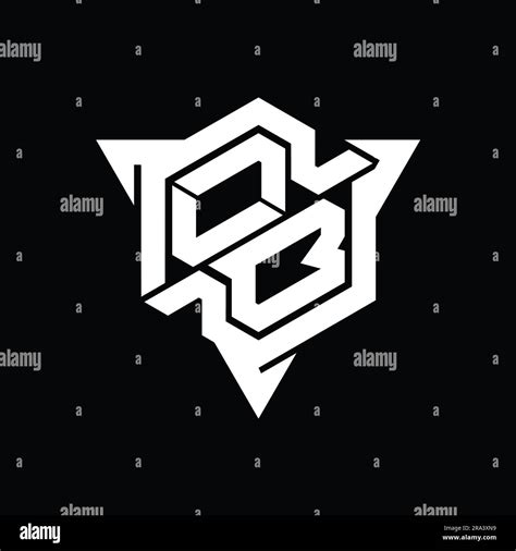 ob letter logo monogram hexagon shape with triangle outline gaming