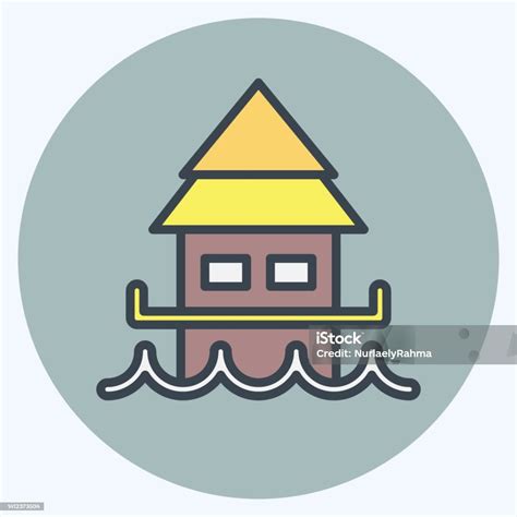 Icône Bungalow Convient Pour Le Symbole De Léducation Style De