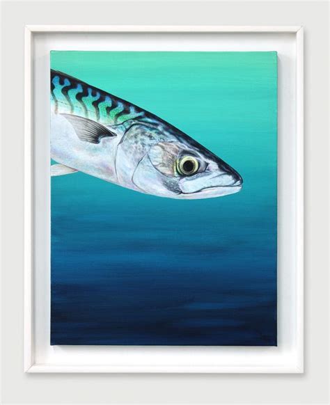 Original Mackerel Painting For Sale Hand Painted Wildlife Art