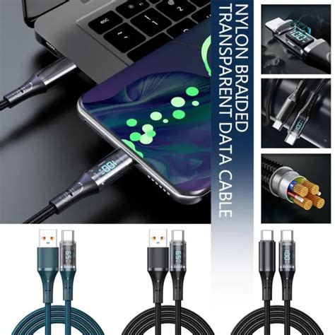 Usb C To Usb C Cable 5a Pd 100w Fast Charging Cord Led Display Typec