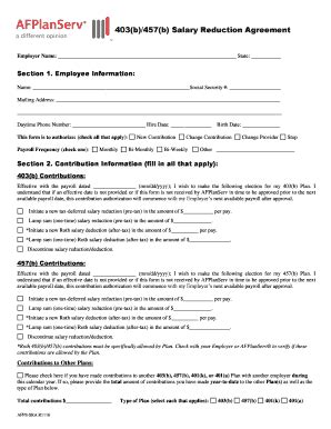 Fillable Online 403 B 457 B Salary Reduction Agreement Fax Email