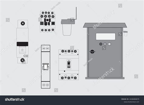 Vector Set Outline Switchboard Elements Fuse Stock Vector Royalty Free 2438484675 Shutterstock