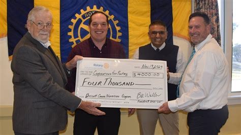 Rotary Club Of Cooperstown Presents 4000 Check To Bassett Cancer