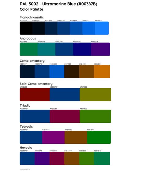 Ral 5002 Ultramarine Blue Color Palettes