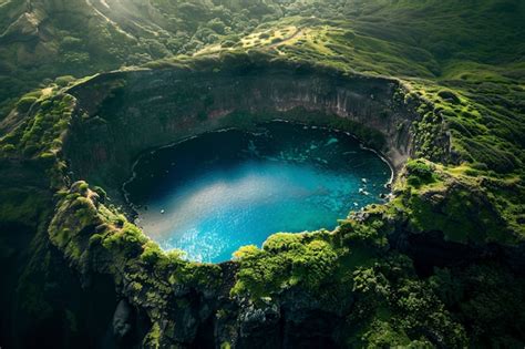 Lago em uma cratera vulcânica imagem gerada IA