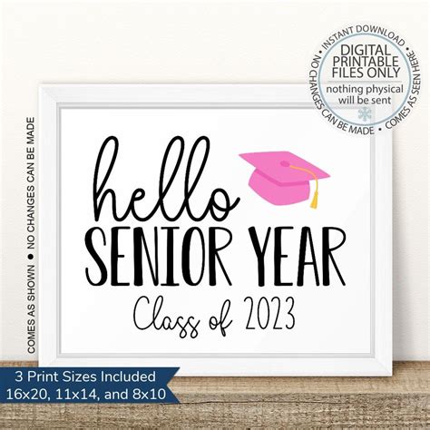 First Day Of Senior Year Sign Free Printable Educational Printable