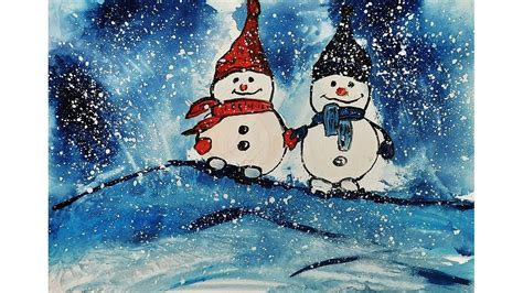 Как нарисовать снеговиков с детьми Нарисуем Новогодний рисунок Рисуем зиму с детьми Youtube
