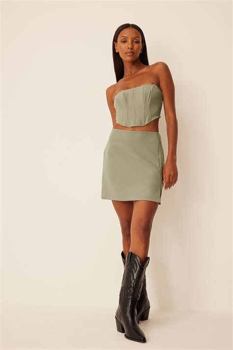 Corset Detail Top Green Na